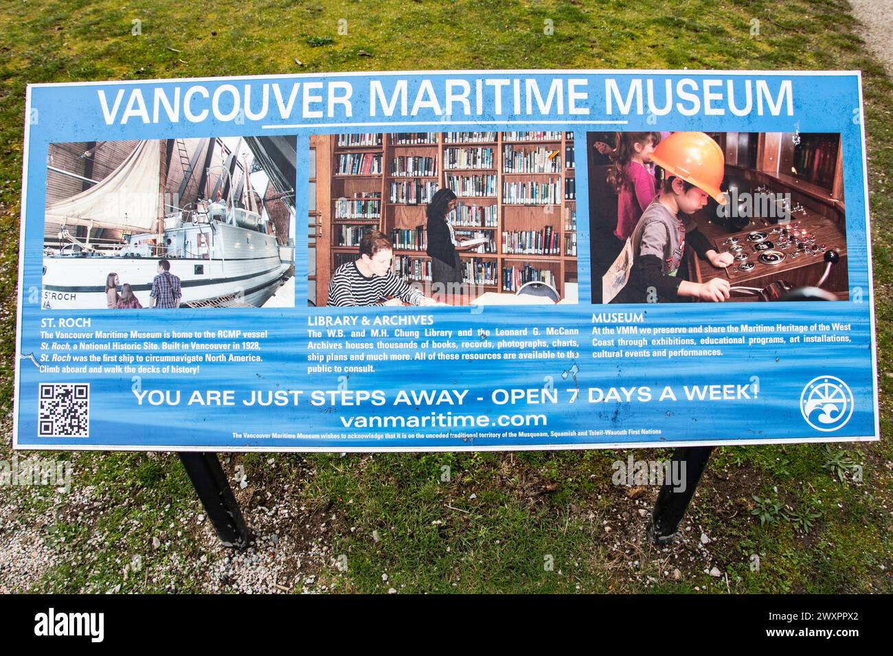 Vancouver Maritime Museum sign at Hadden Park in Vancouver, British ...