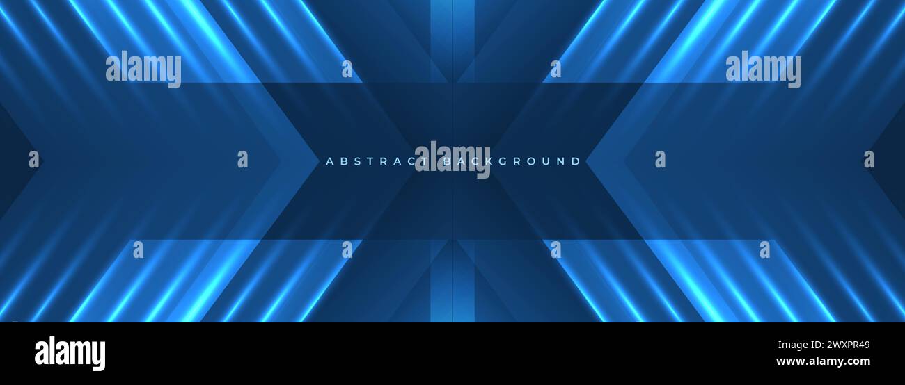 Blue wide abstract horizontal technology banner background with ...