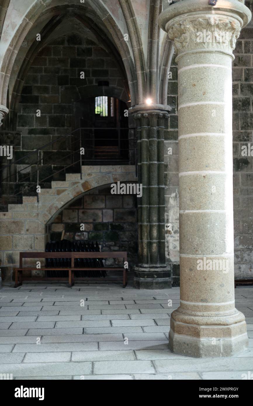 The Mont-Saint-Michel Abbey view inside Stock Photo - Alamy