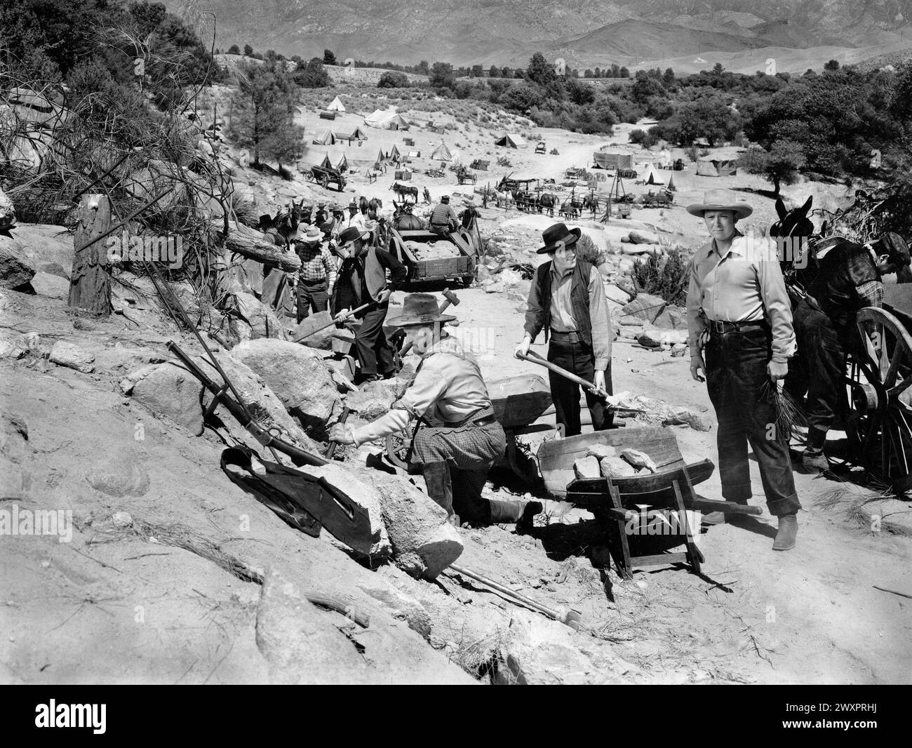 Albert Dekker (right), on-set of the film, "Buckskin Frontier", United ...