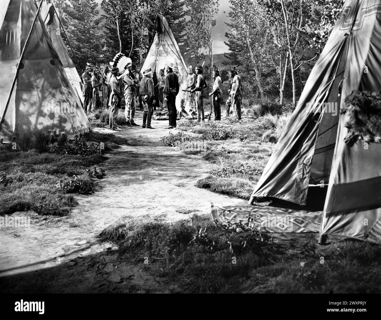 George "Gabby" Hayes, Randolph Scott, on-set of the film, "The Cariboo ...