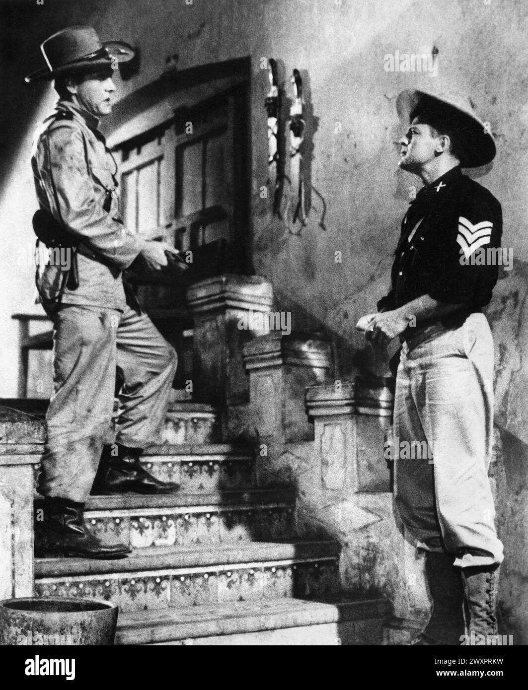 Myron Healey, John Agar, on-set of the film, "Cavalry Command", aka ...