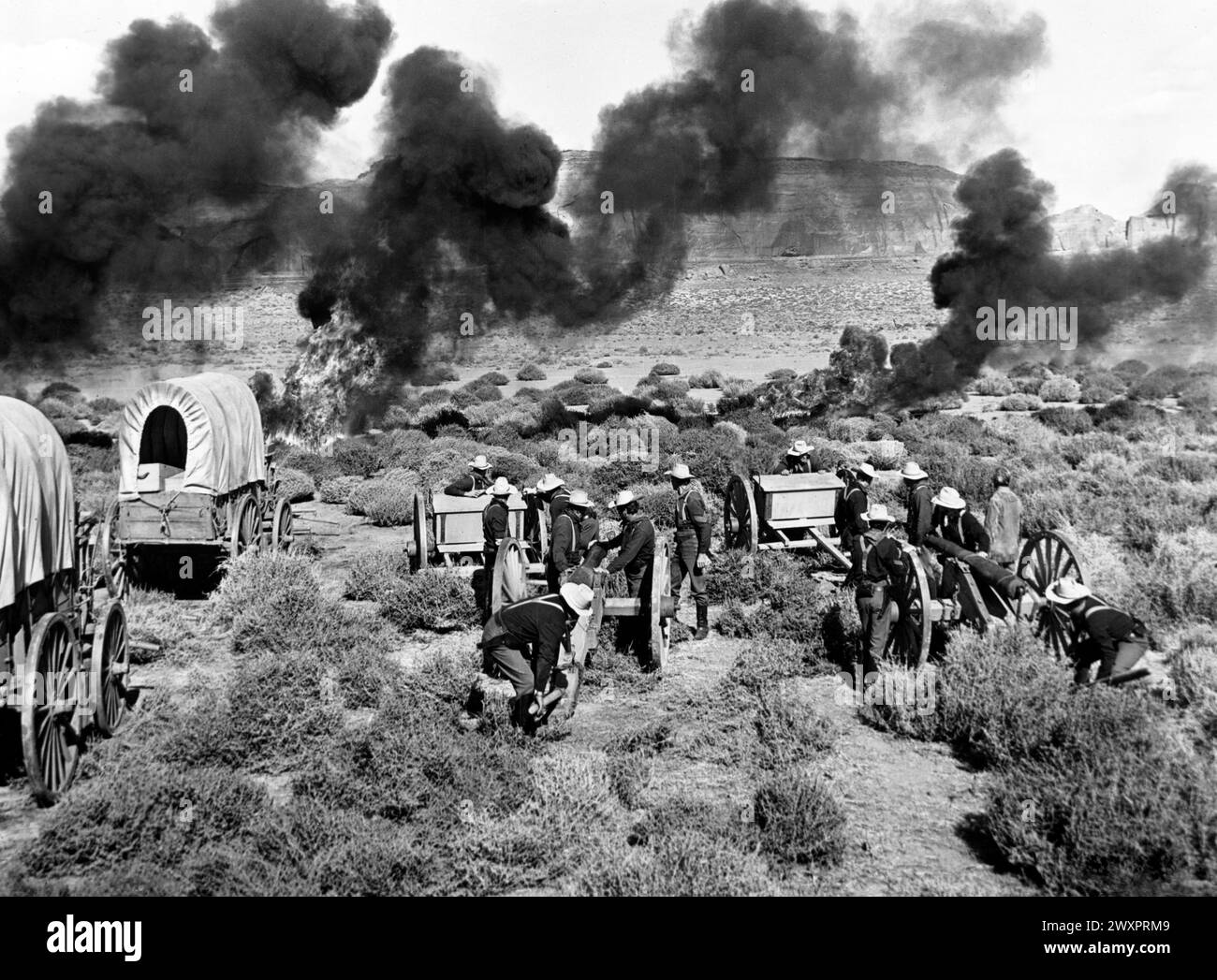 U.S. Army fighting the Cheyenne, on-set of the film, "Cheyenne Autumn ...