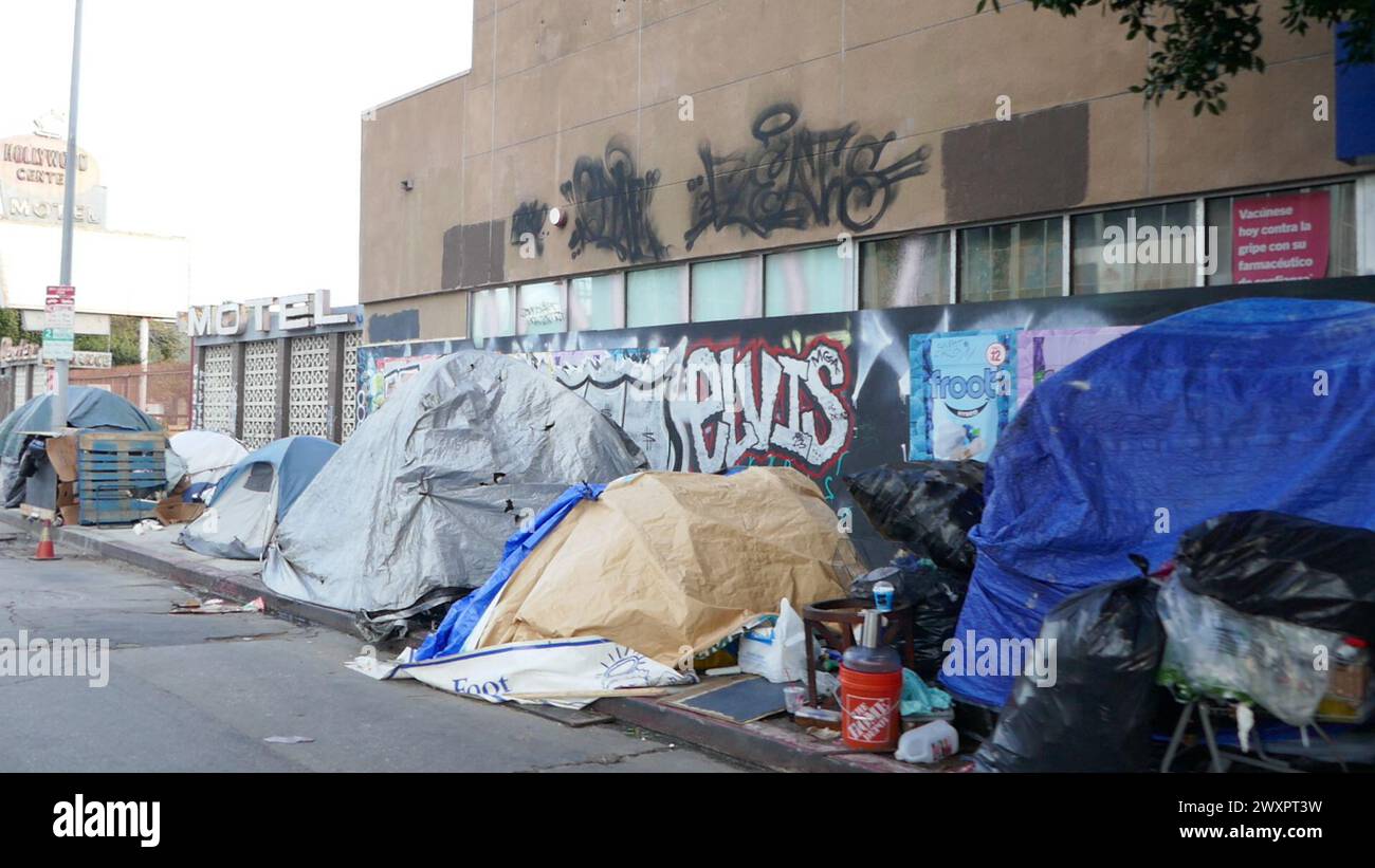 Los Angeles, California, USA 31st March 2024 Homeless Tents Camps on ...