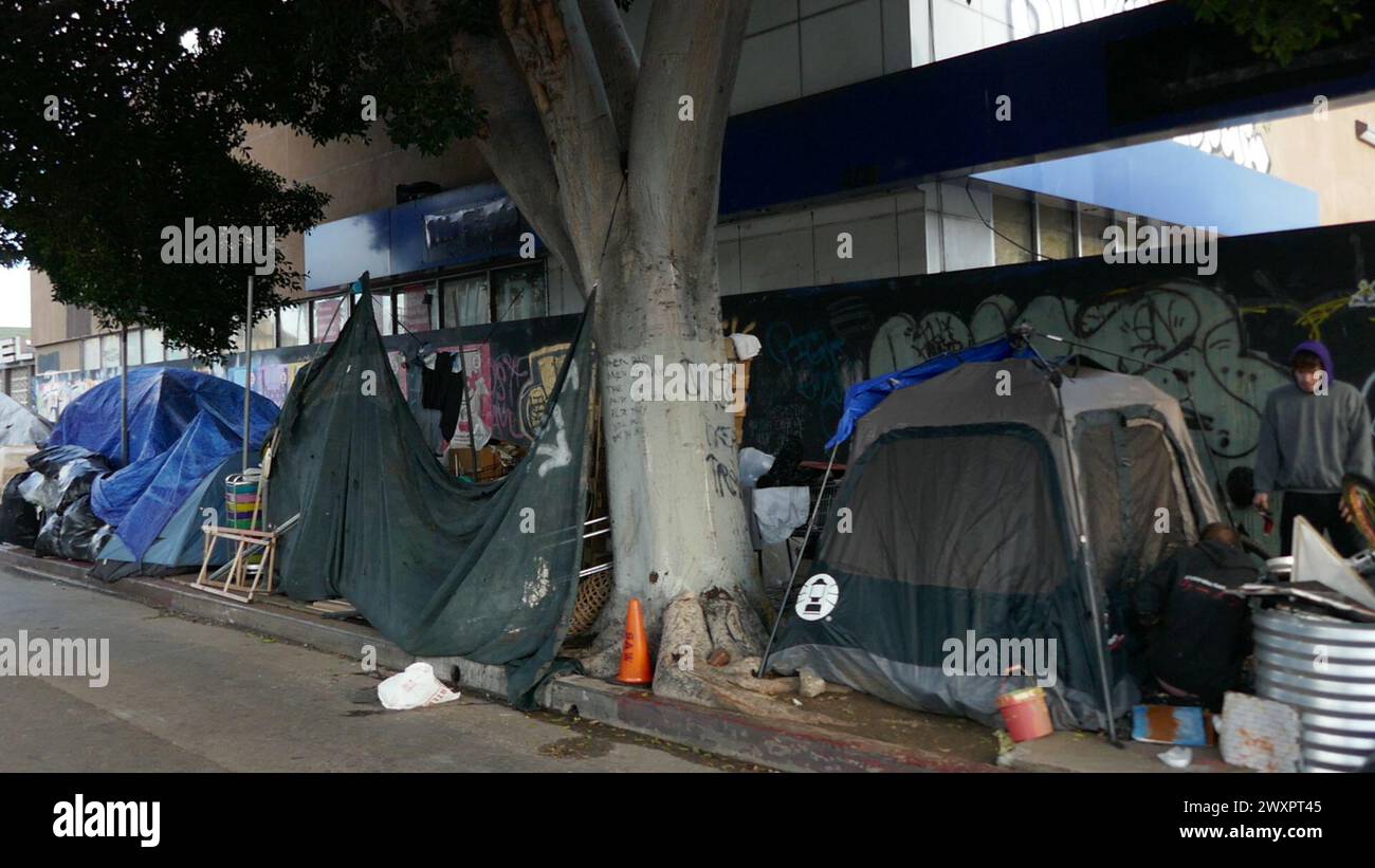 Los Angeles, California, USA 31st March 2024 Homeless Tents Camps on ...