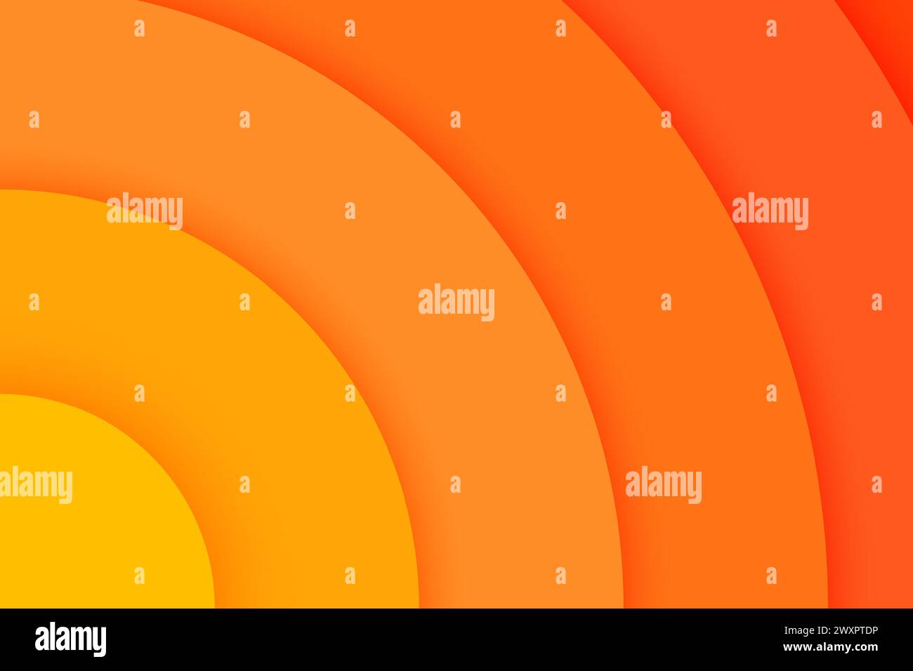 Orange corner concentric circles banner. Sun light, sunrise or sunset ...