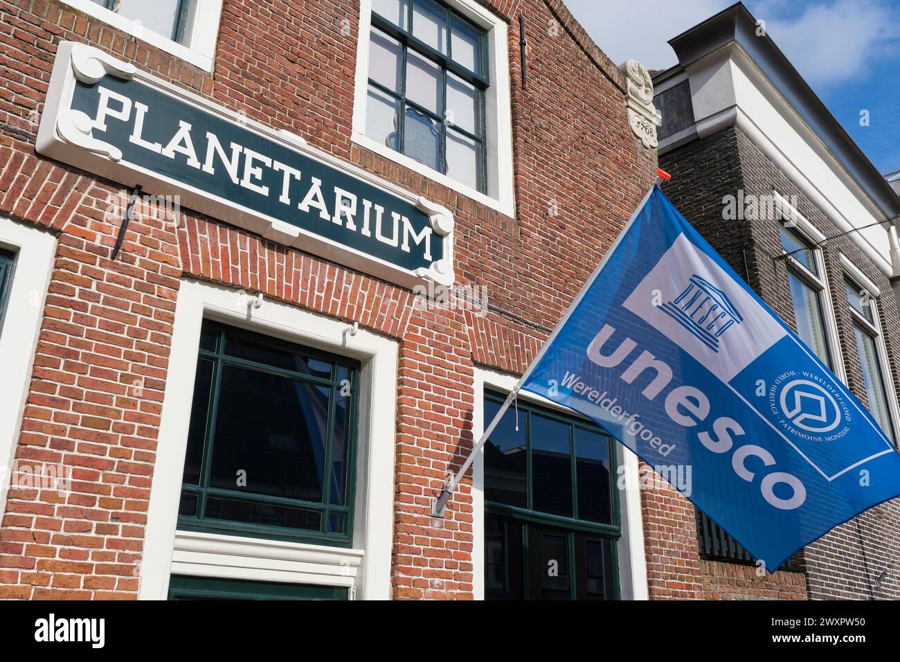 The 18th century Eise Eisinga Planetarium in Franeker with the blue ...