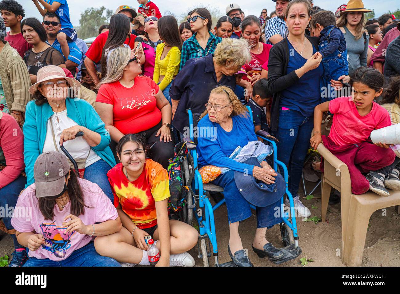 HERMOSILLO, MEXICO - MARCH 30: Several people wait to start the dance ...