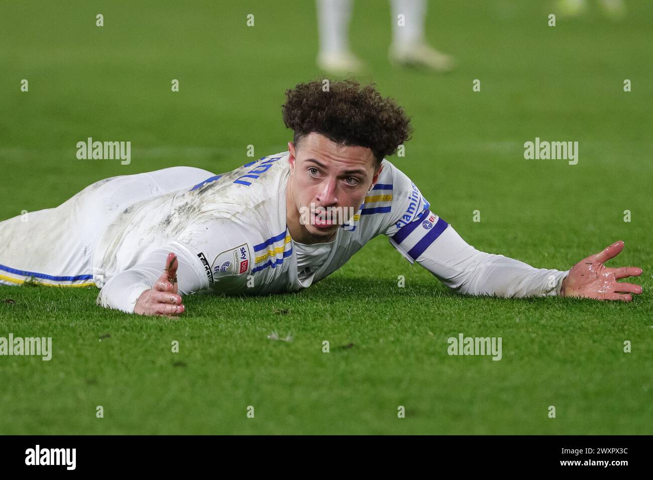 Leeds, UK. 01st Apr, 2024. Ethan Ampadu of Leeds United gestures and ...
