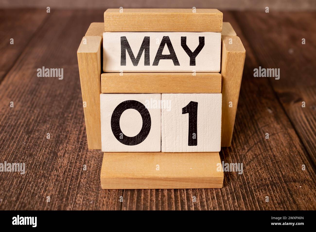 May 1st. Image of may 1 wooden color calendar on white background ...