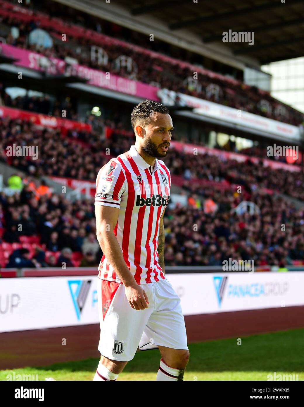Stoke On Trent, UK. 01st Apr, 2024. Lewis Baker of Stoke City during ...