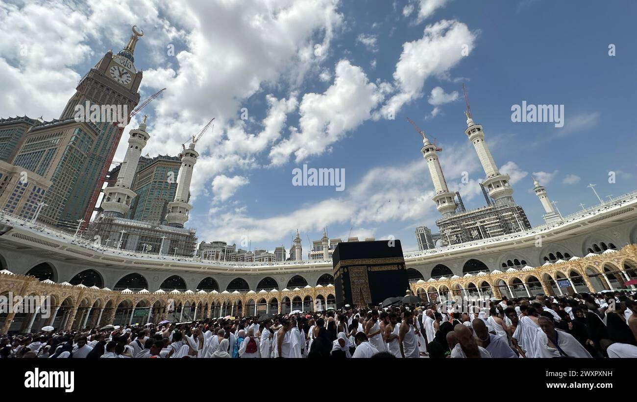 Mecca Saudi Arabia - Mar 28 2024: Al Kaaba in Al Haram mosque - Muslim ...