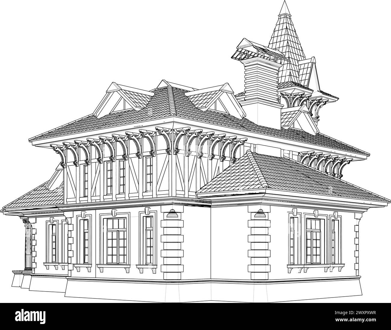 Victorian Residential House Vector. Illustration Isolated On White ...