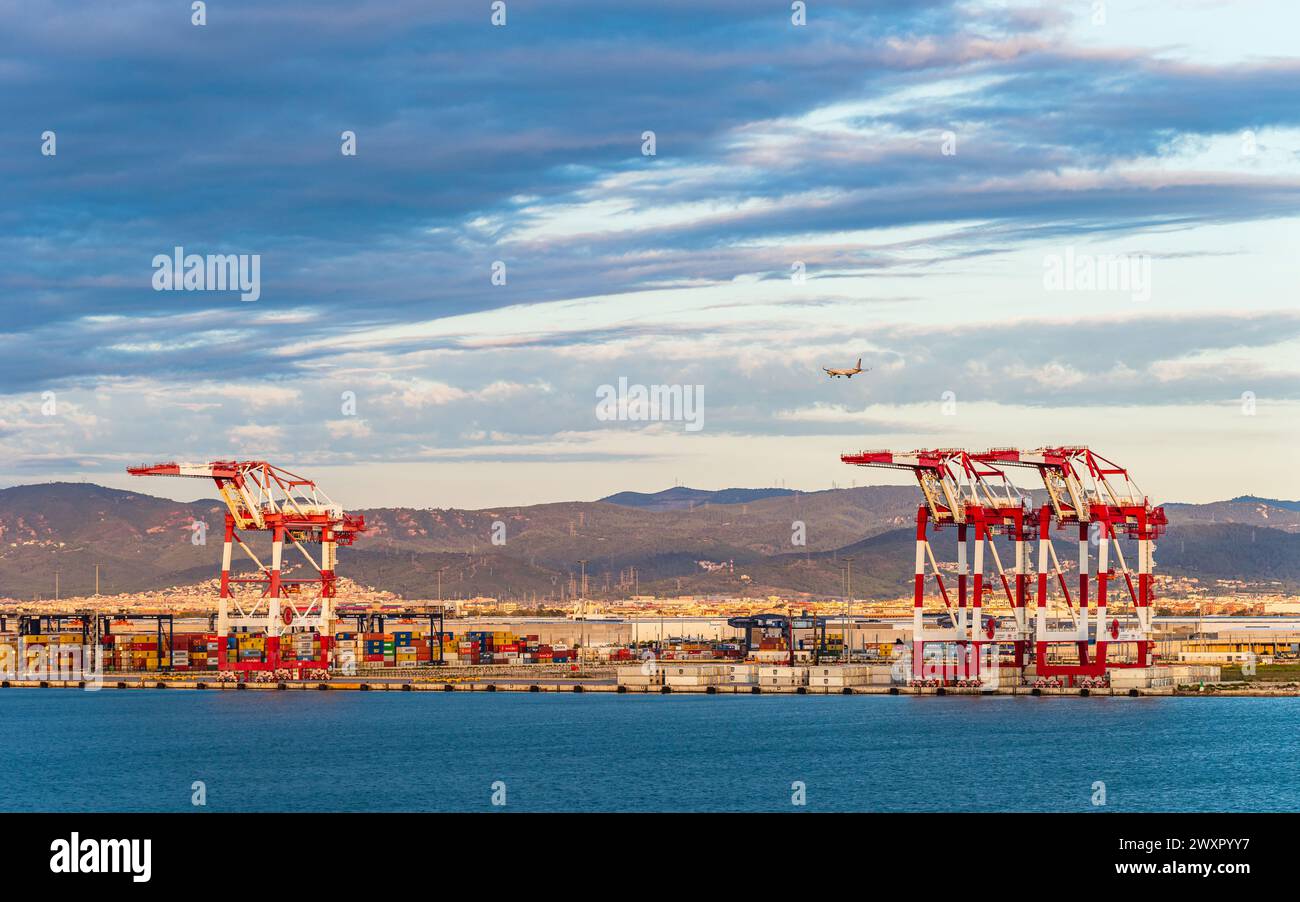 Container Port and Ships, Barcelona, Spain, Europe Stock Photo - Alamy