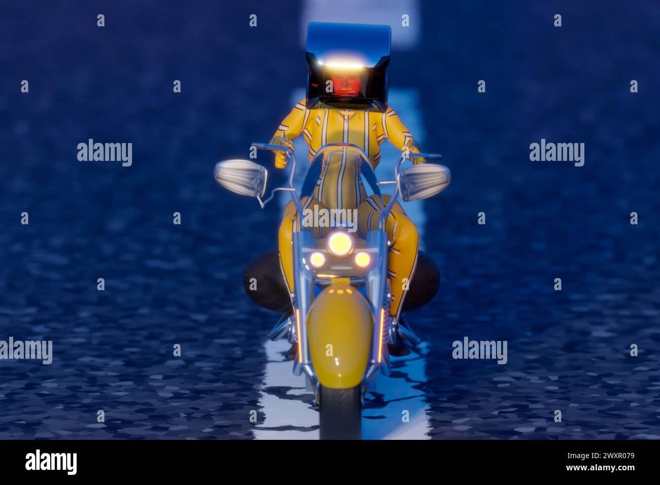 Female motorcyclist rider with sporty lifestyle riding on the road ...