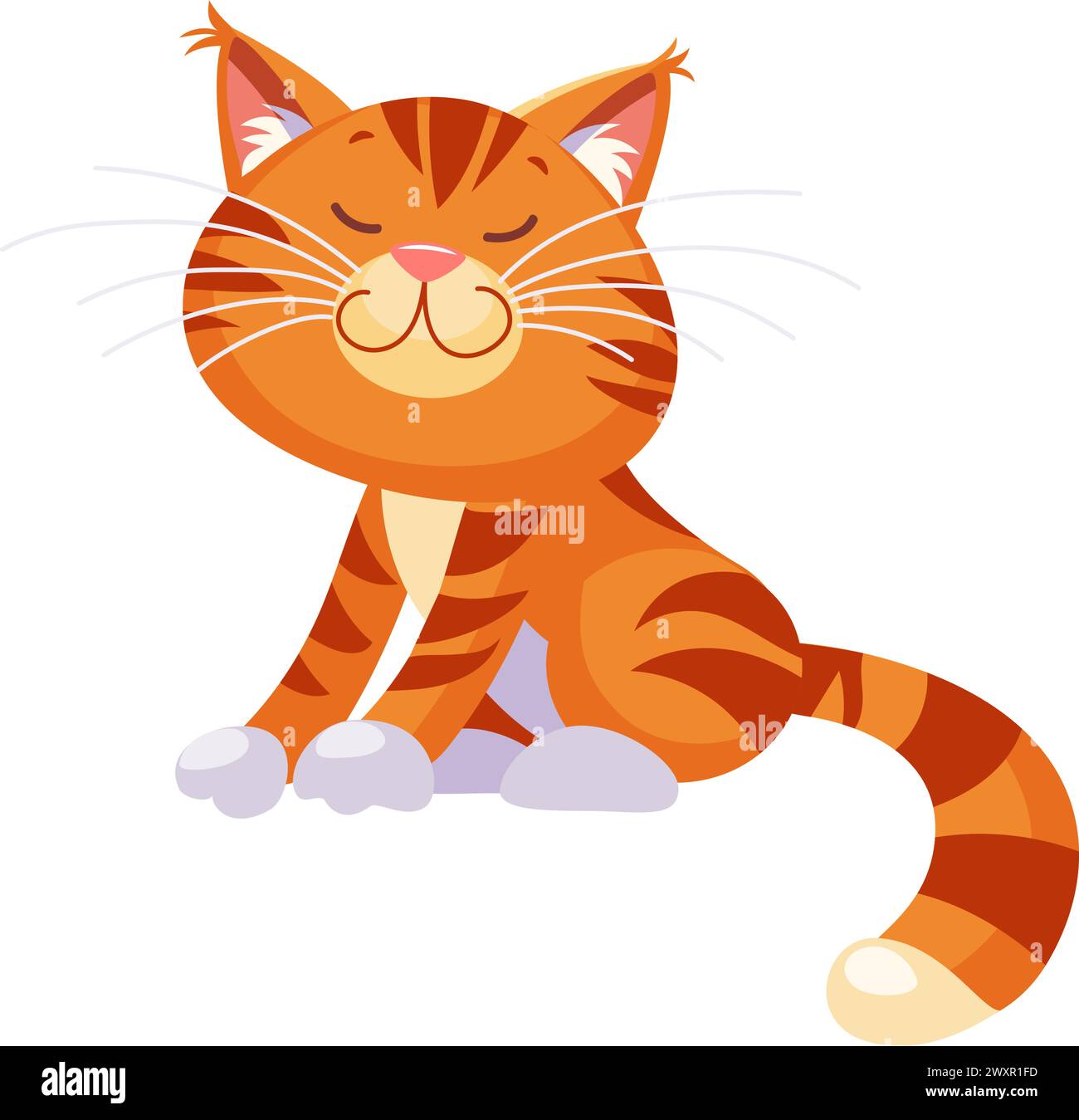 Cute big tabby ginger Cat cartoon flat design illustration Stock Vector ...