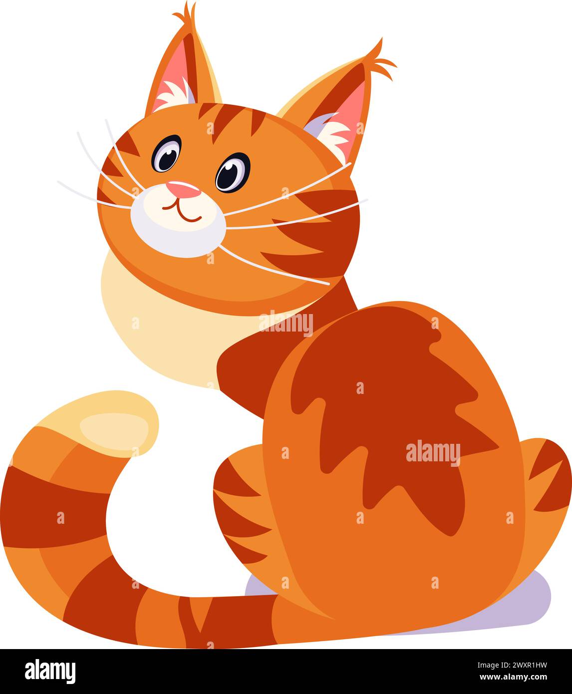 Cute big tabby ginger Cat cartoon flat design illustration Stock Vector ...
