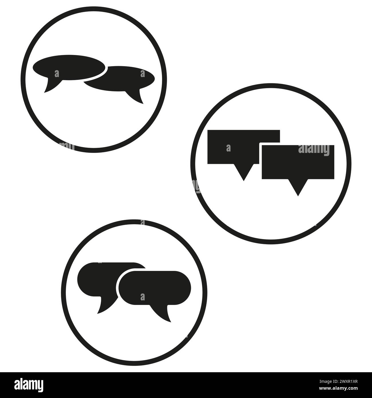 Conversation bubbles icon set. Chat and dialogue symbols. Vector ...
