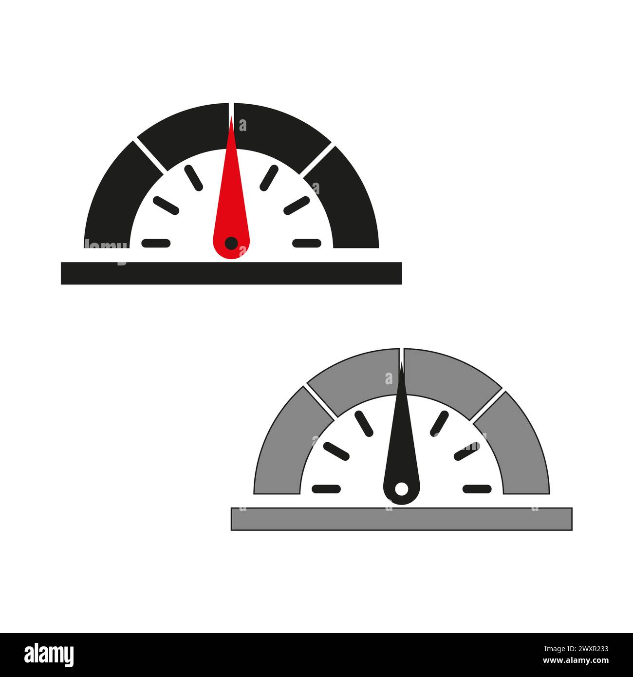 Semi-circle speedometer icons. Measurement indicator. Vector ...