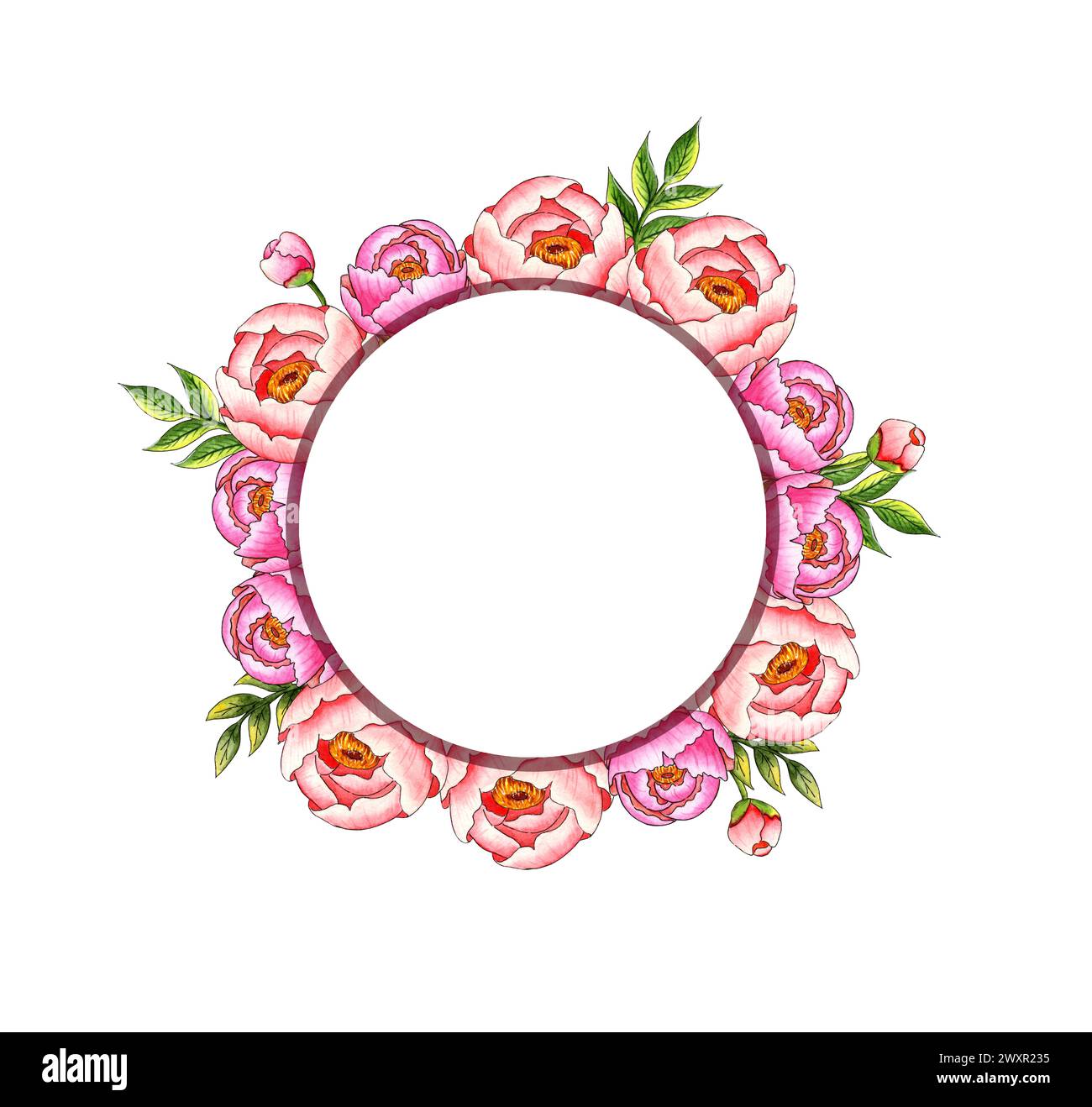 Watercolor Peonies Border