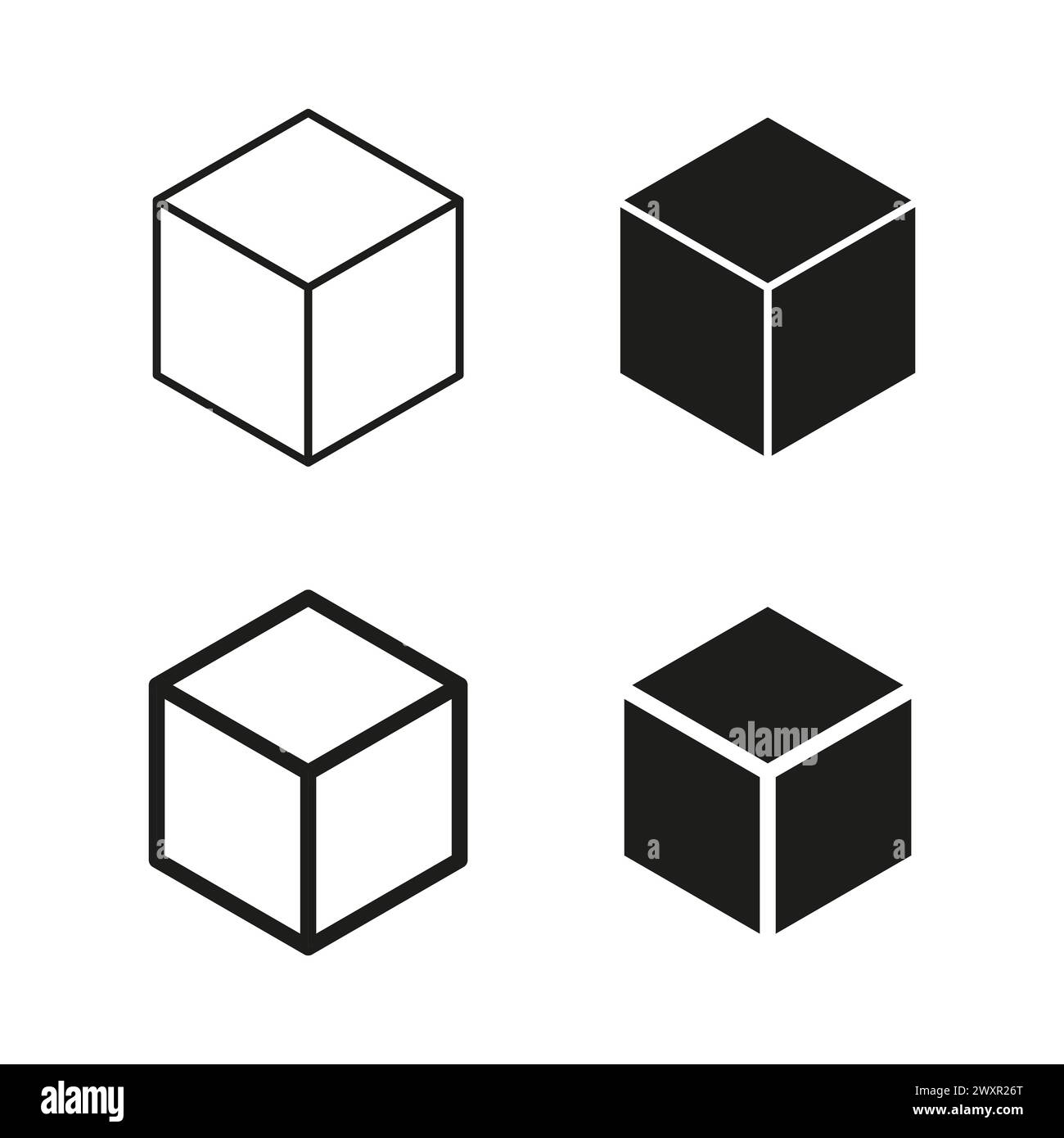 3D cube icons set. Geometric shapes collection. Vector illustration ...