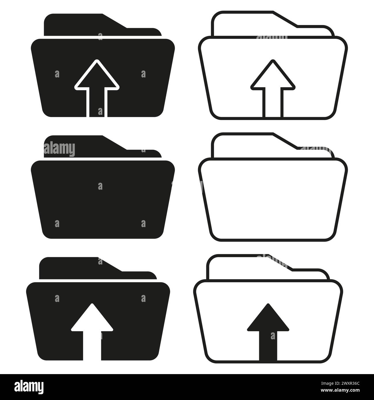 Upload folder icons set. Document storage and file upload symbols. Vector illustration. EPS 10 ...