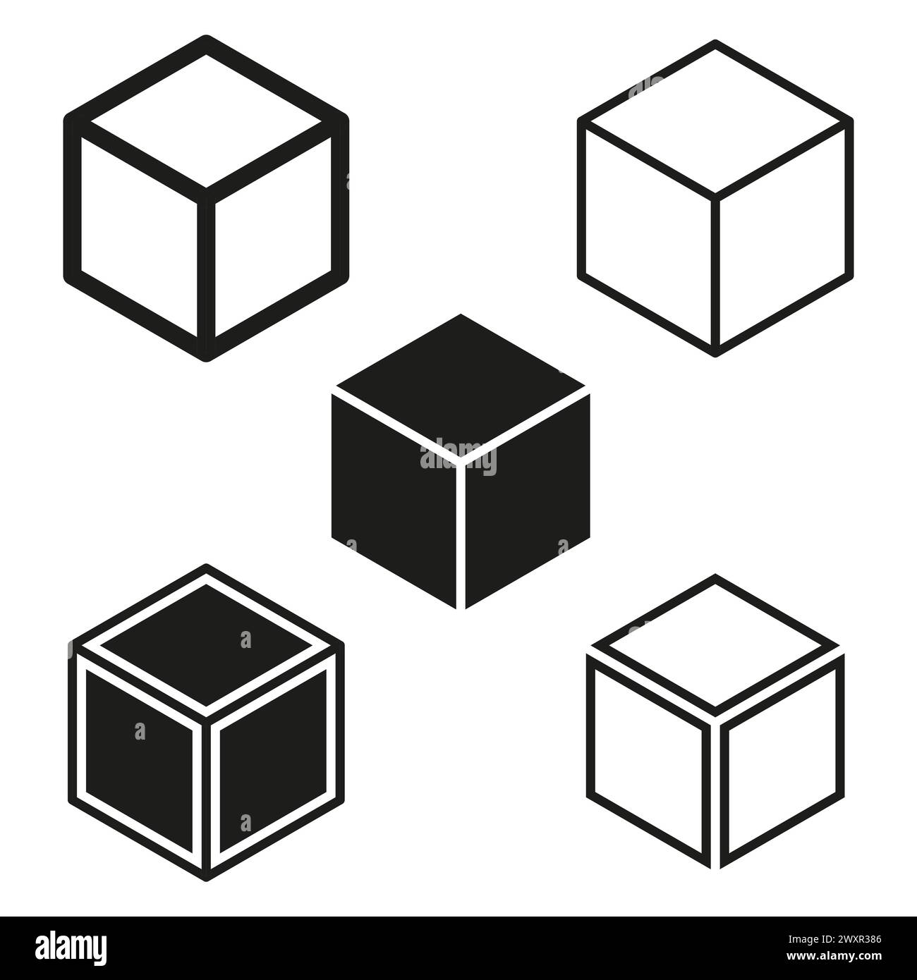 3d Cubes Icon Set Geometric Block Symbols Abstract Cube Shapes