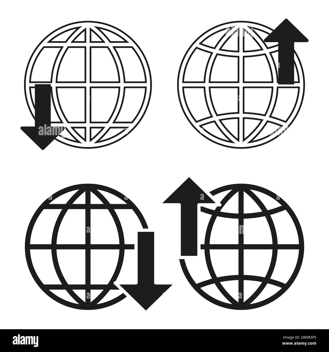 Globe with arrows. Global exchange concept. Import and export symbols ... Globe with arrows. Global exchange concept. Import and export symbols ...