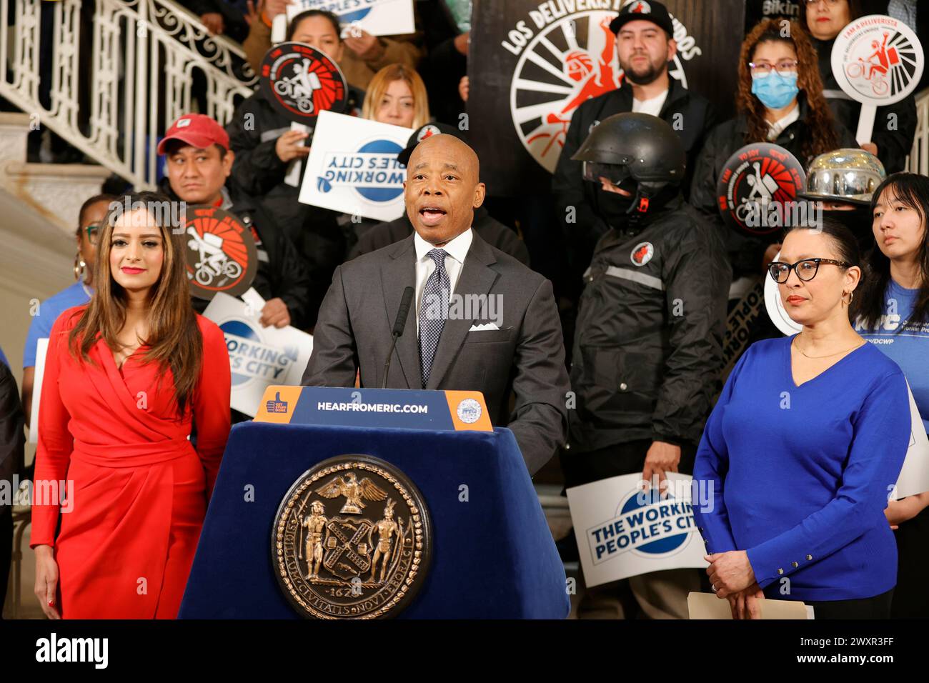 City Hall, New York, USA, April 01, 2024 - Mayor Eric Adams and New ...