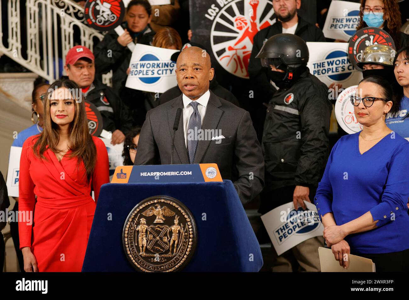 City Hall, New York, USA, April 01, 2024 - Mayor Eric Adams and New ...