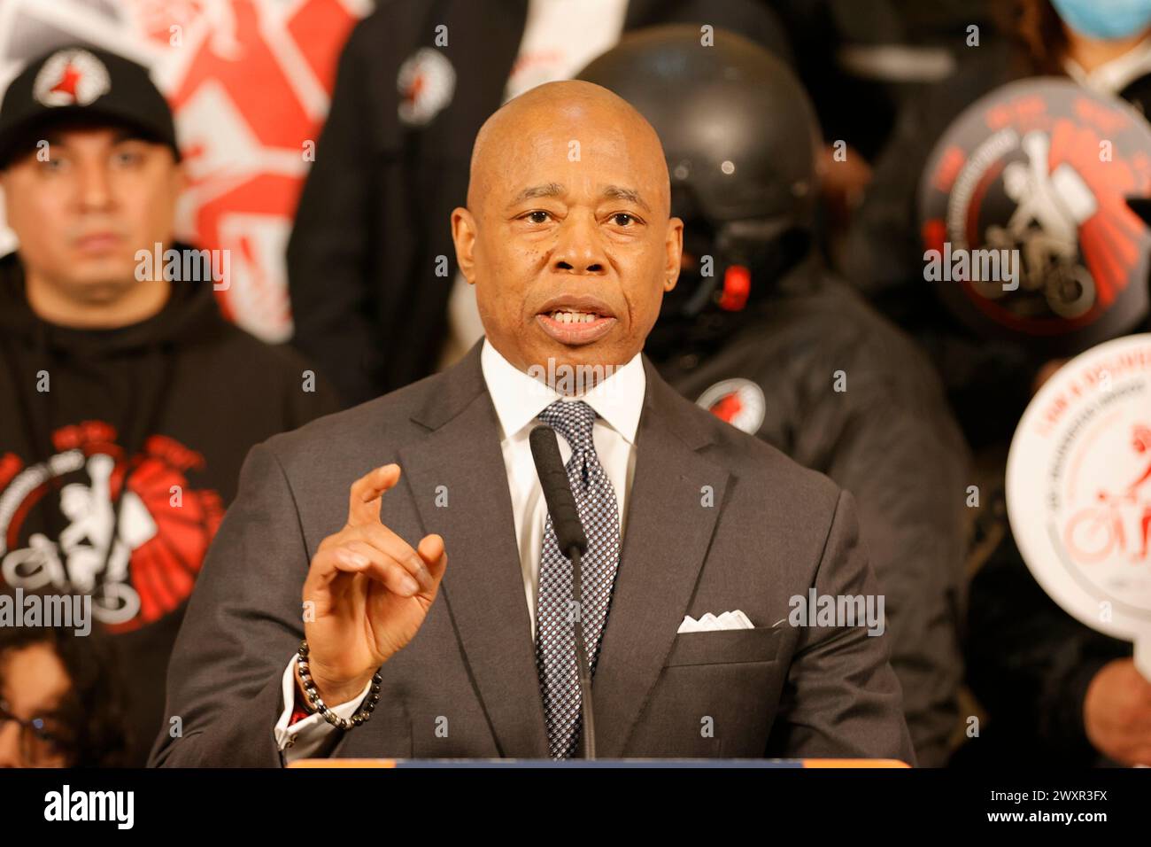 City Hall, New York, USA, April 01, 2024 - Mayor Eric Adams and New ...