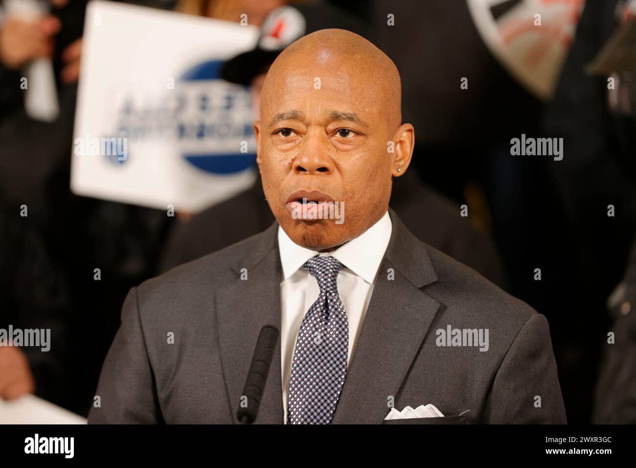 City Hall, New York, USA, April 01, 2024 - Mayor Eric Adams and New ...