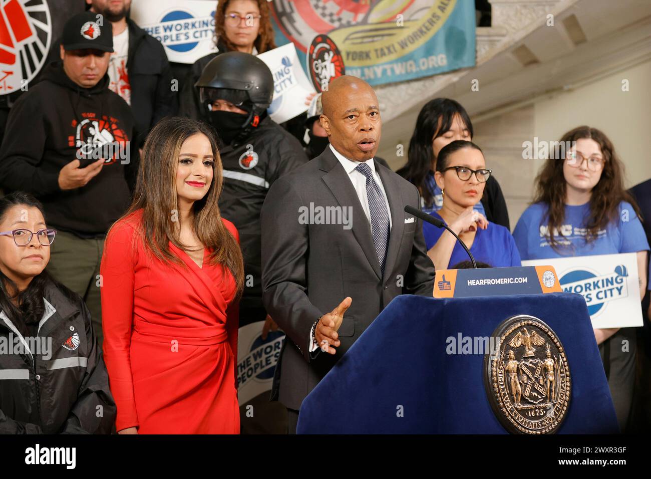 City Hall, New York, USA, April 01, 2024 - Mayor Eric Adams and New ...