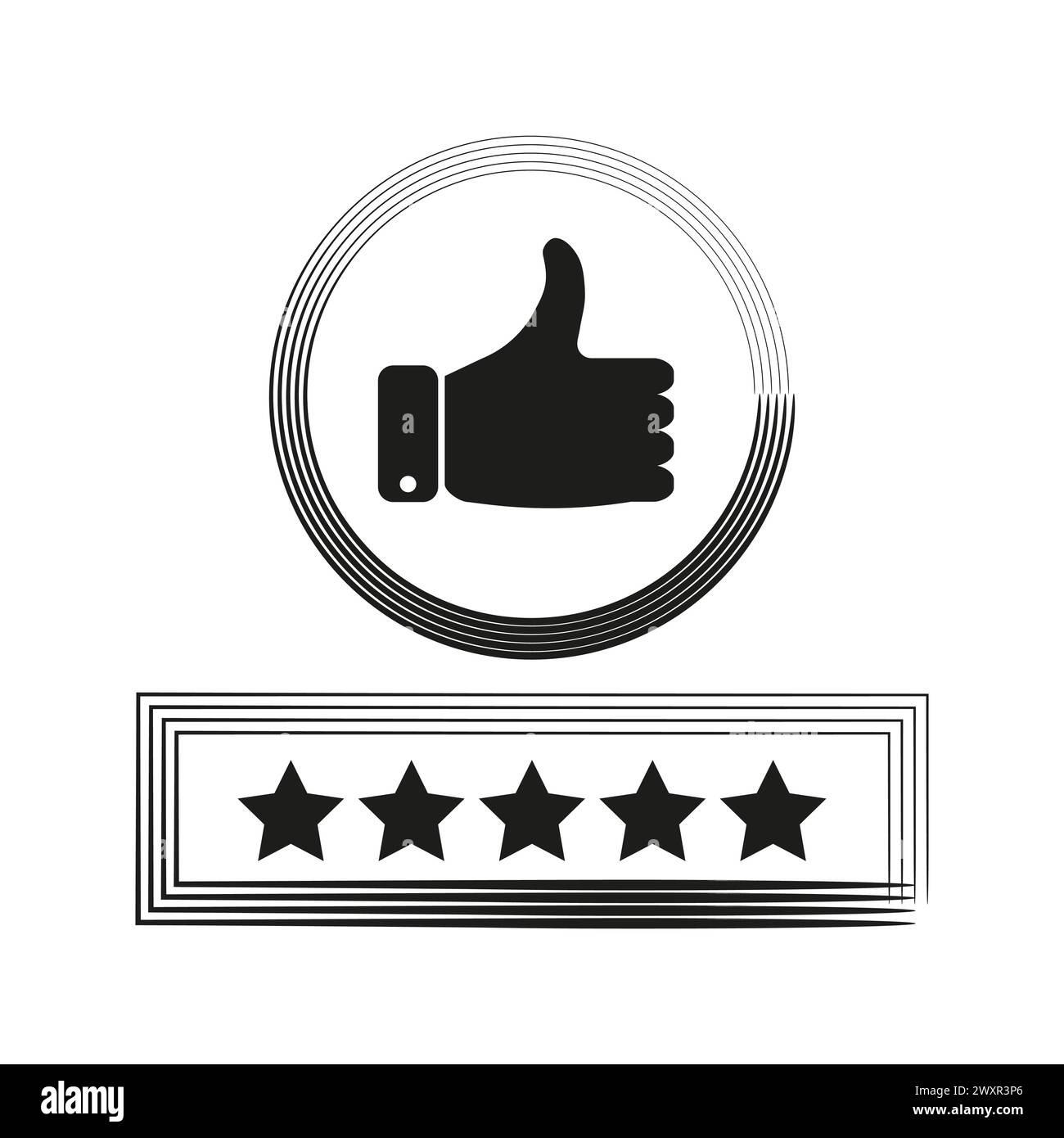 Positive Feedback and Rating Icons. Thumbs up approval, five-star ...