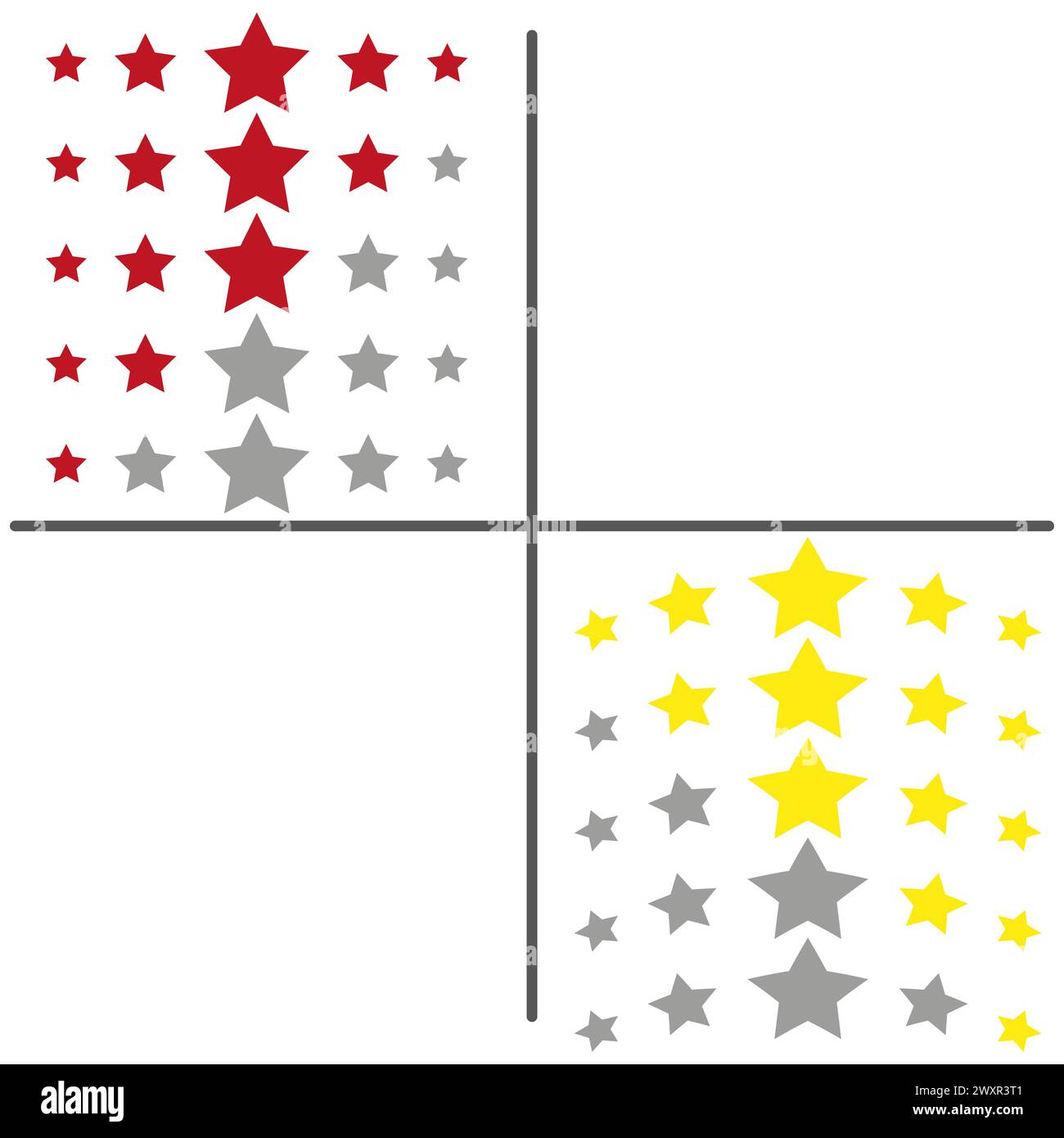 Four-quadrants matrix with stars. Rating concept chart. Performance ...