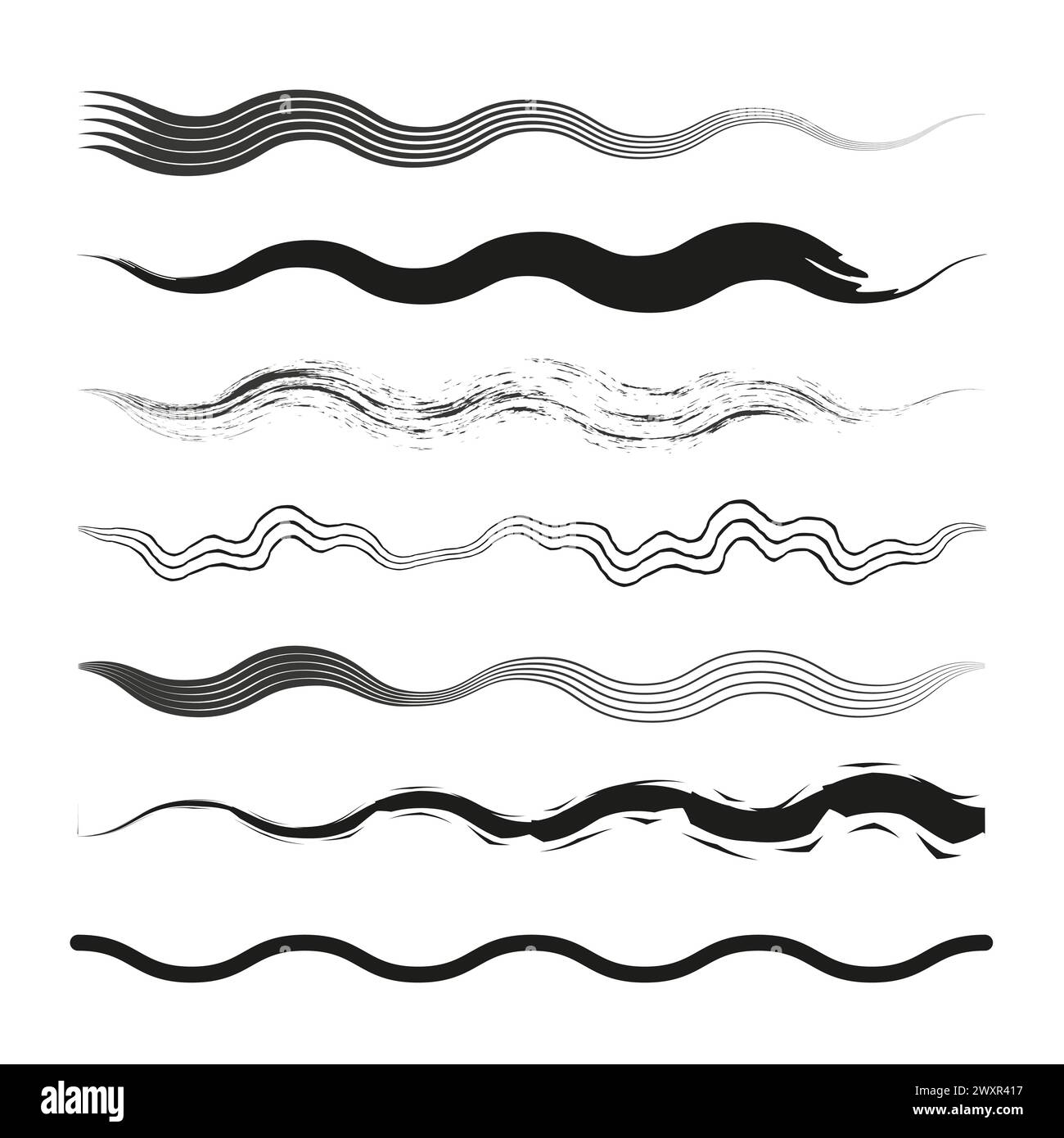 Abstract wave lines set. Dynamic flow illustration. Wavy design ...