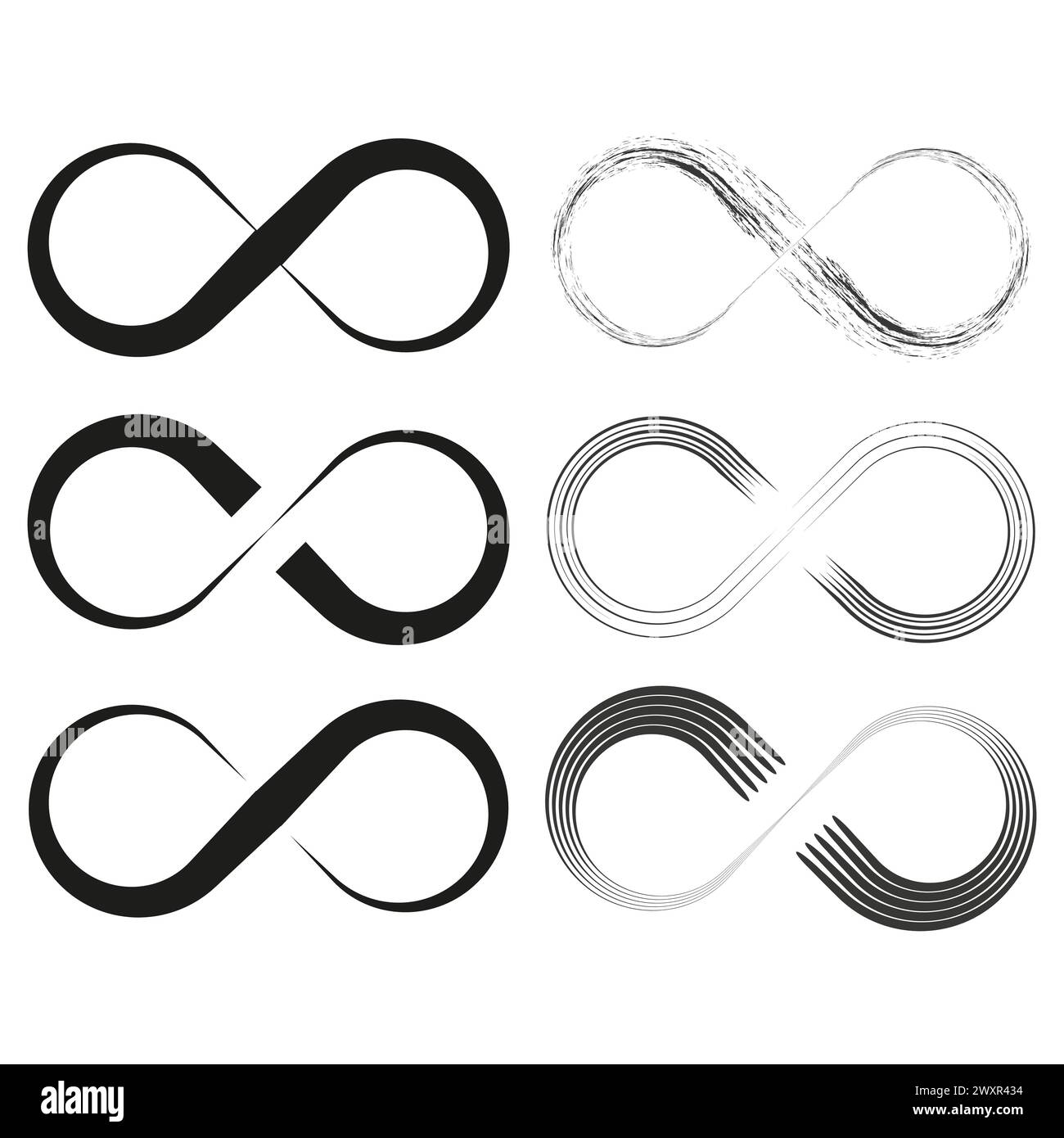 Infinity symbols set. Endless loop icons. Eternal, limitless signs ...