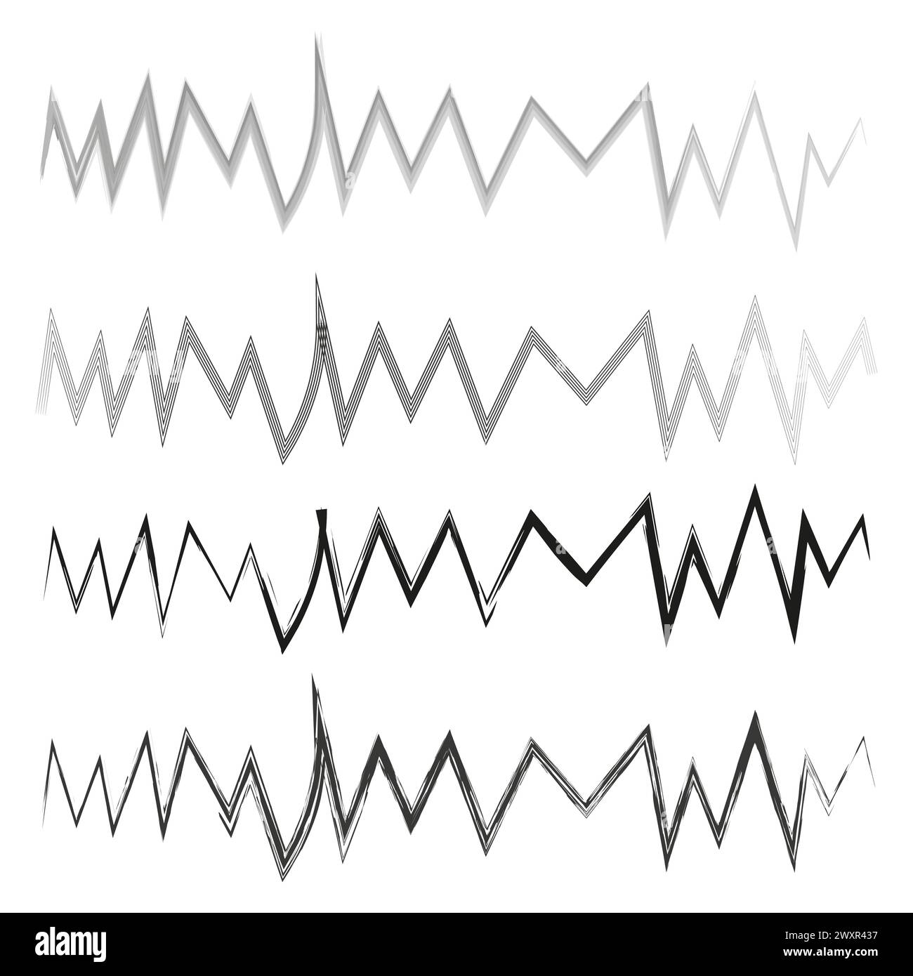 Zigzag Lines Collection. Varied wavy patterns, dynamic motion effect ...