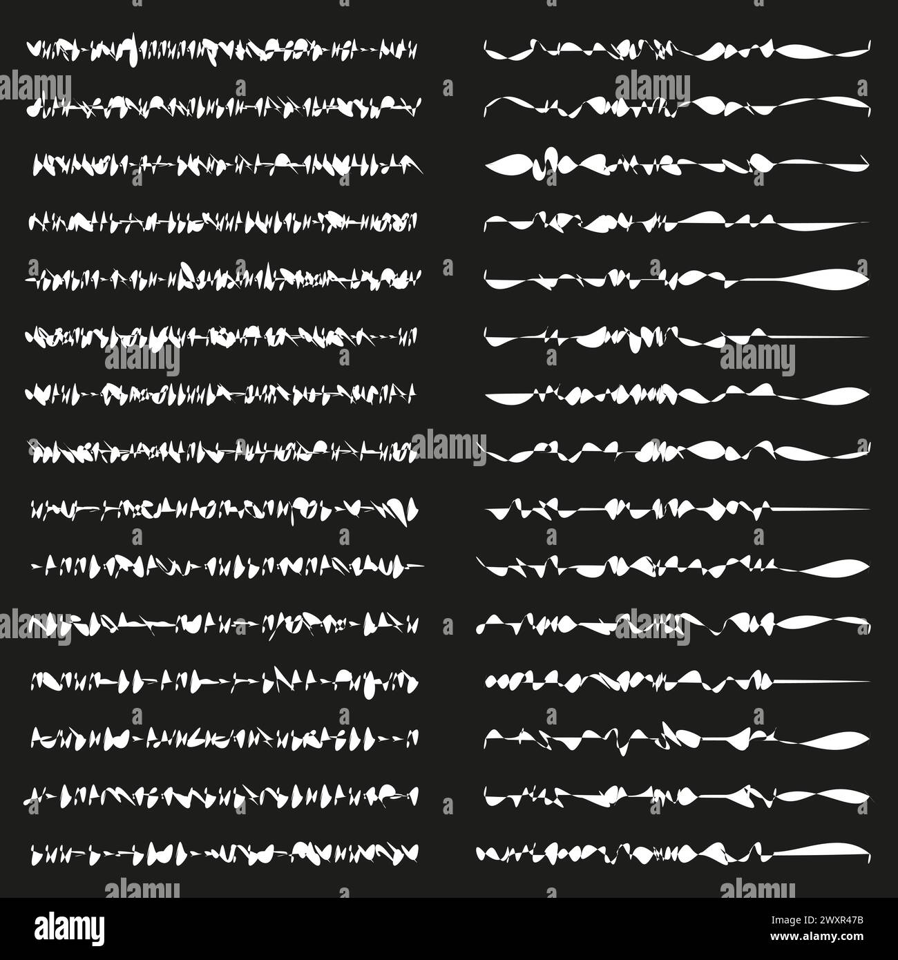 Hand-drawn white ink line borders on black background. Decorative ...