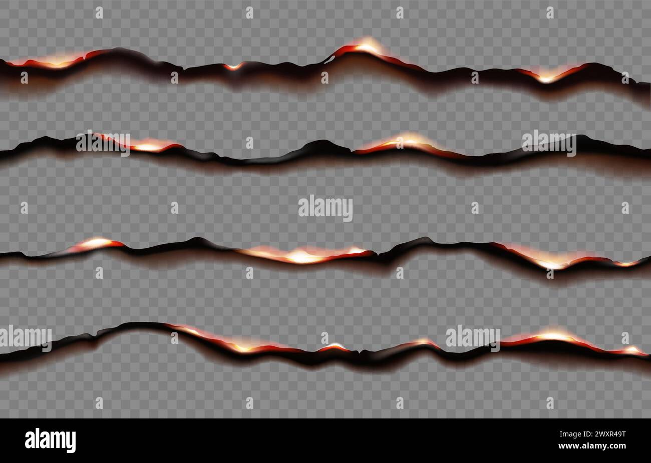 Paper burning edges with fire flames effect on transparent background ...
