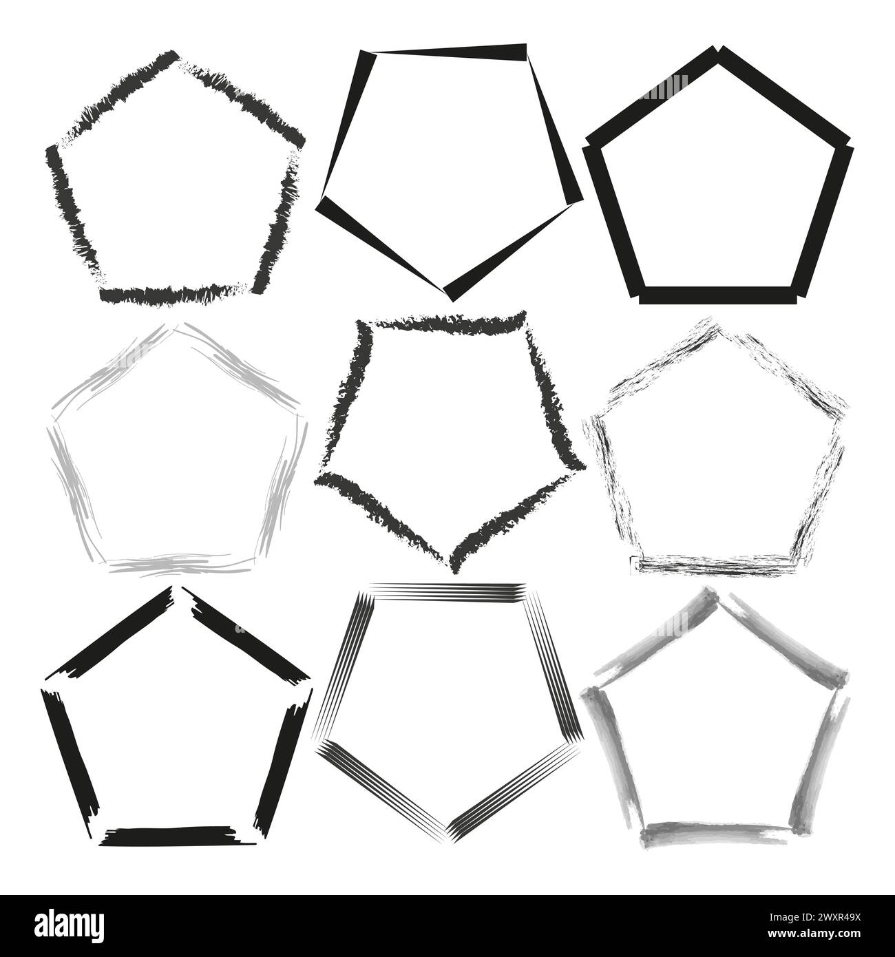 Hand-drawn polygon shapes collection. Abstract geometric sketches ...