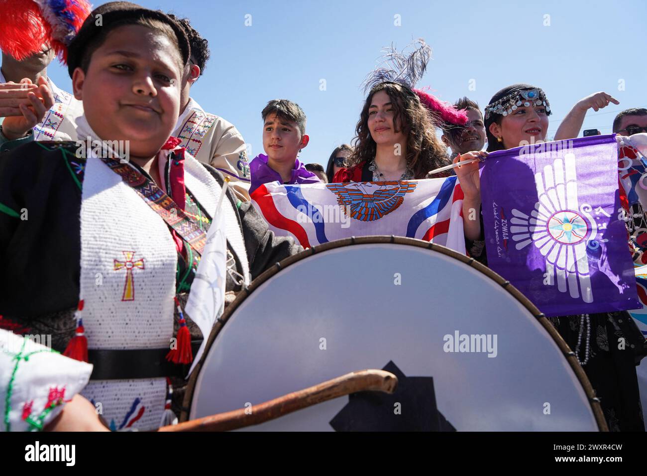 Dohuk, Iraq. 01st Apr, 2024. Assyrians dressed in traditional clothes ...