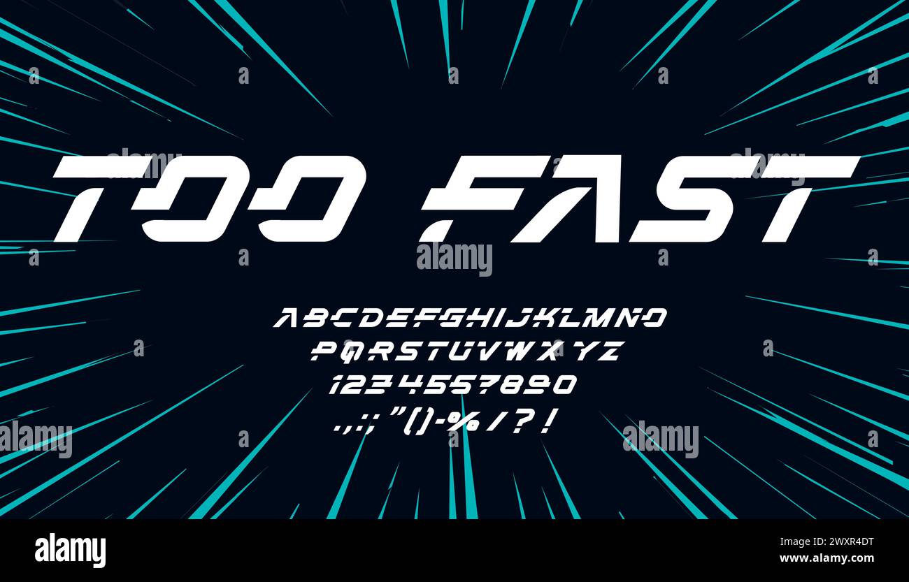 Speed sport font, fast dynamic tech type, modern game typeface ...