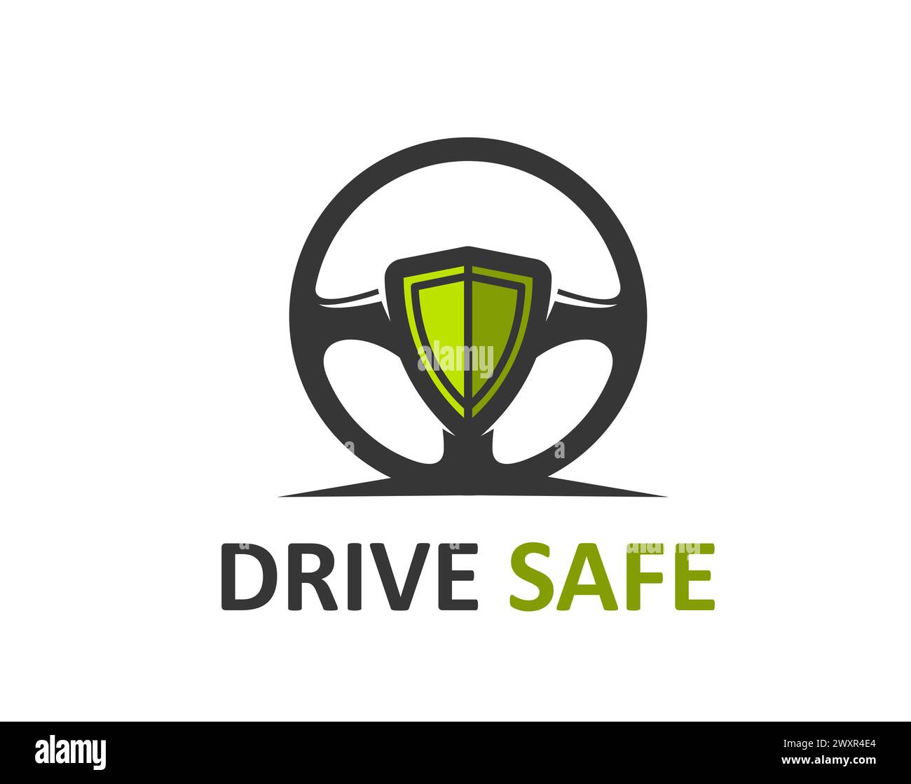 Safe drive logo icon, driving school symbol, features car steering ...