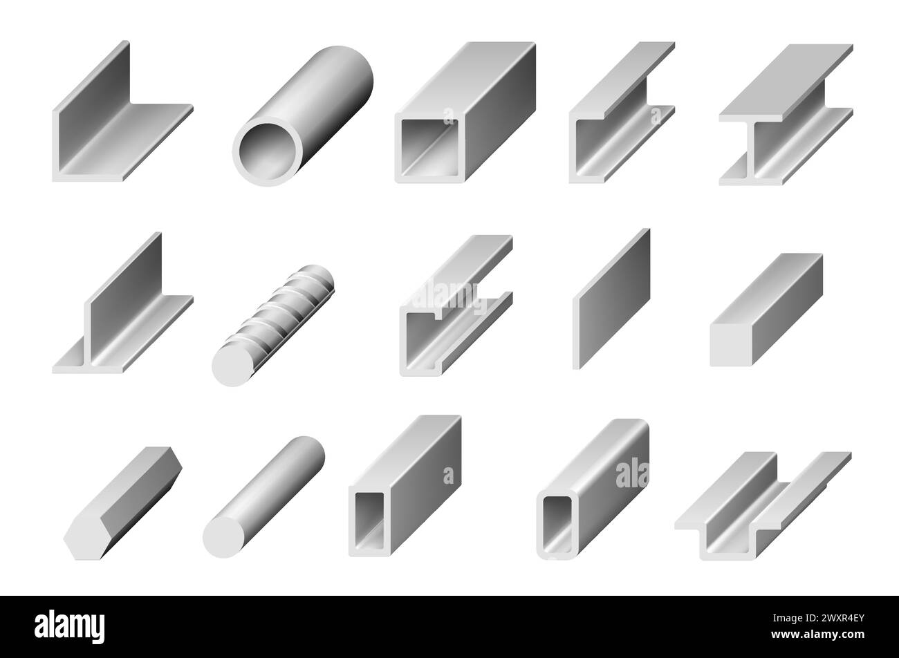 Rolled steel metal and stainless profiles of bar, square angle plate ...