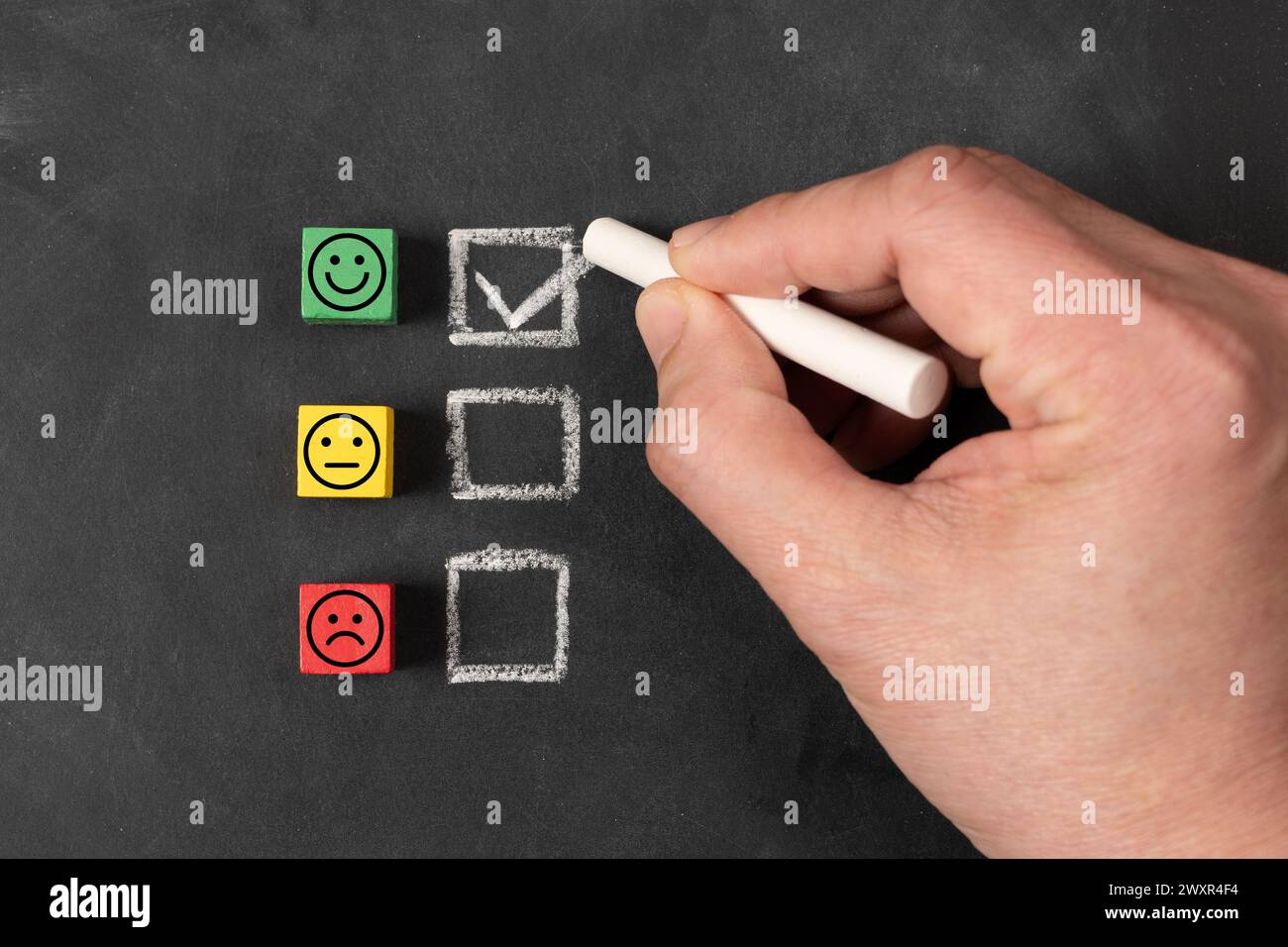 Customer satisfaction survey, feedback or being positive in life with ...