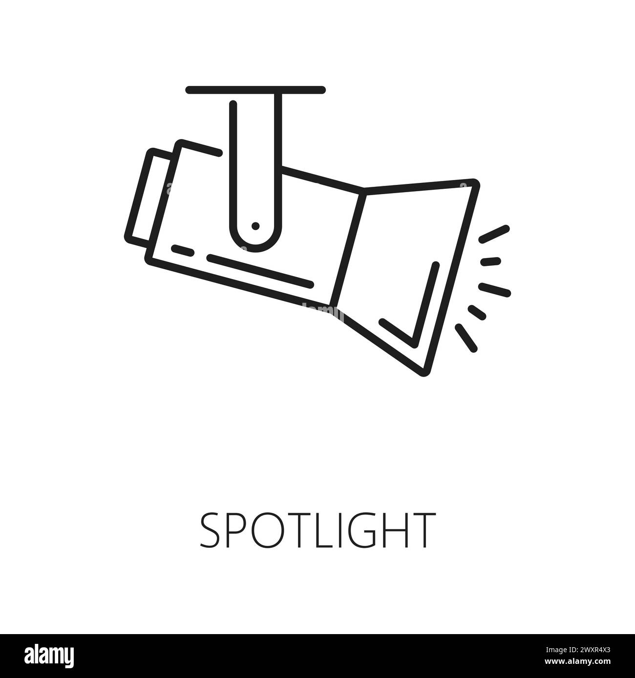 Electric light, halogen spotlight lamp, indoor lantern thin line icon ...