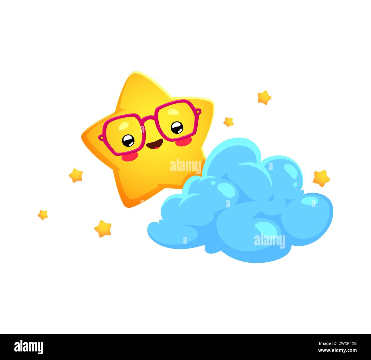 Cartoon cute cheerful kawaii star and happy twinkle character. Isolated ...