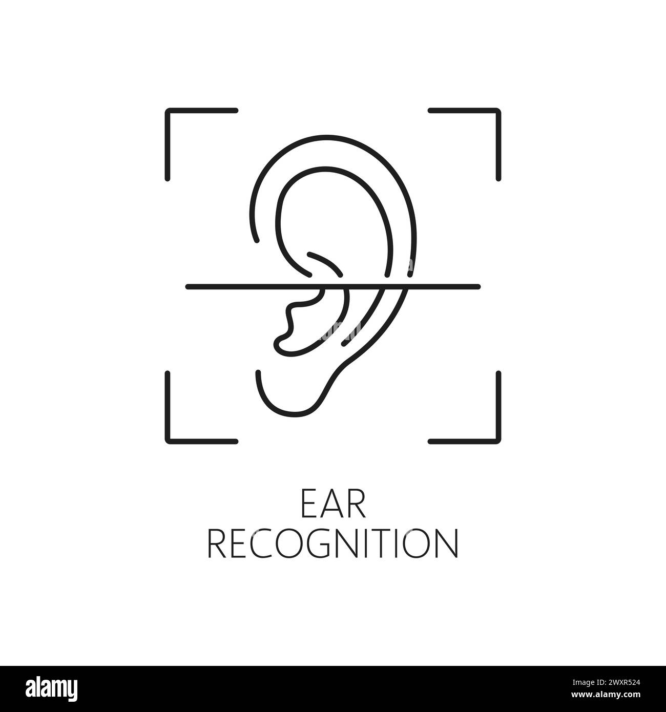 Biometric identification, ear shape recognition and verification icon ...