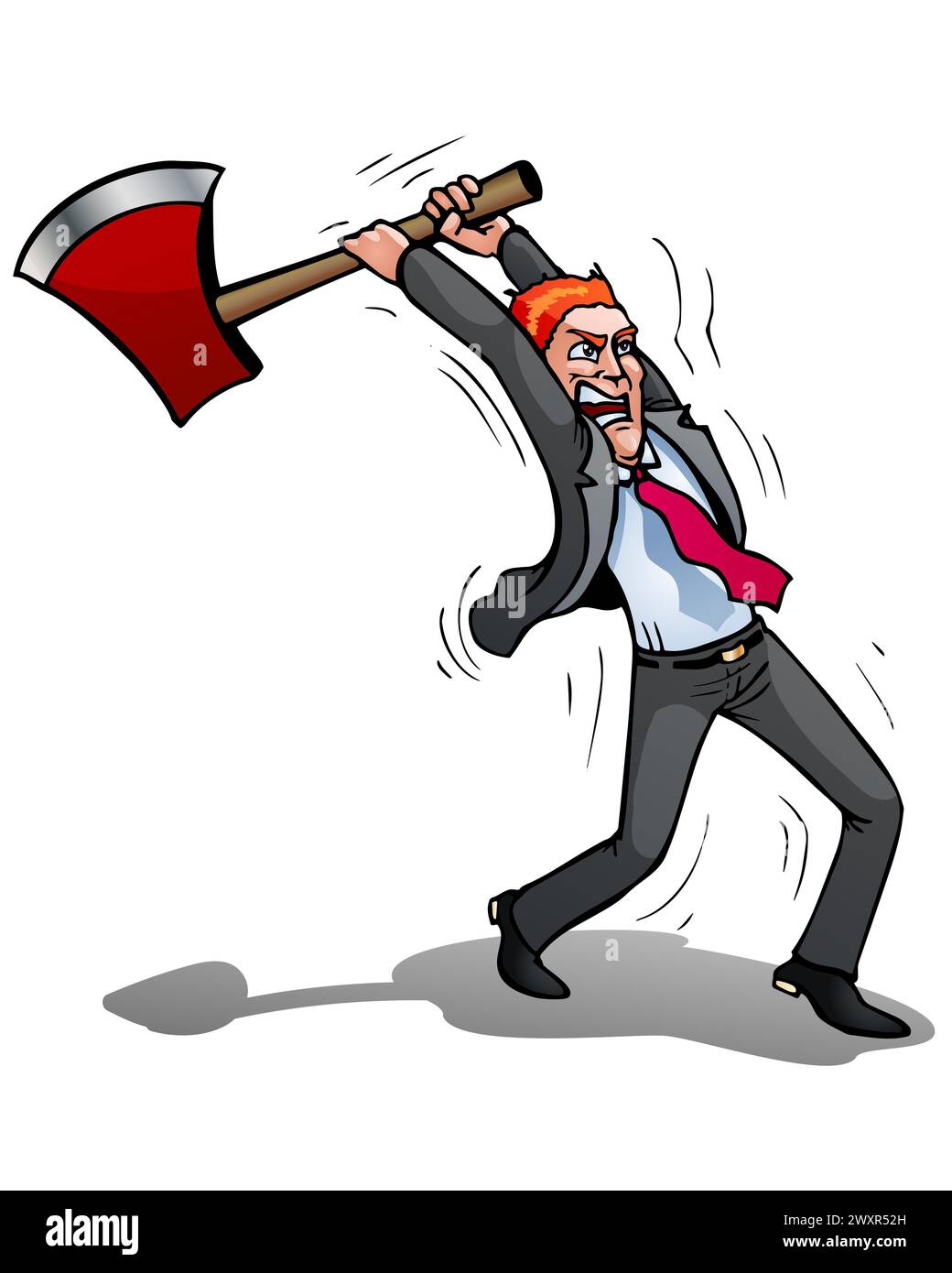 illustration of a angry businessman holding axe on isolated white ...